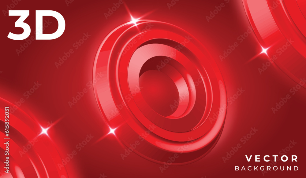 flat 3d style gradient red color with light effect background design ...