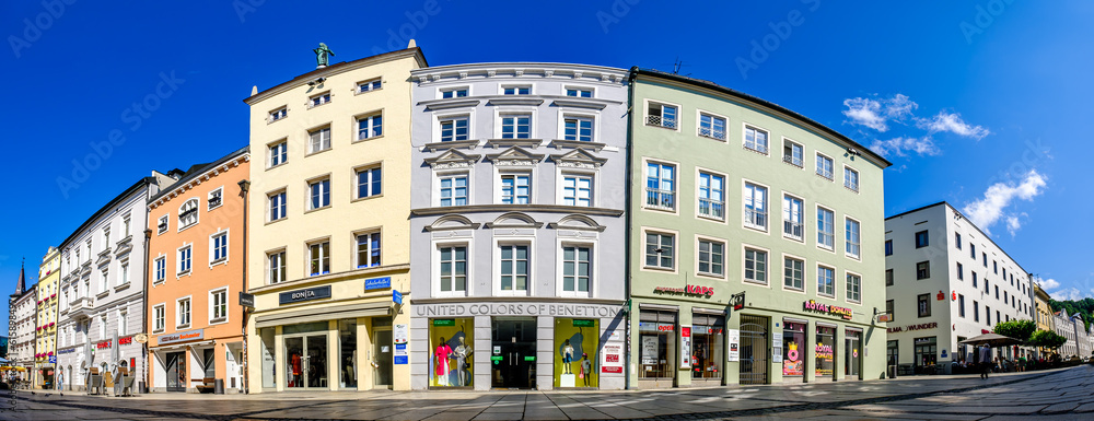 Passau, Germany - June 11: historic buildings at the famous old town of ...