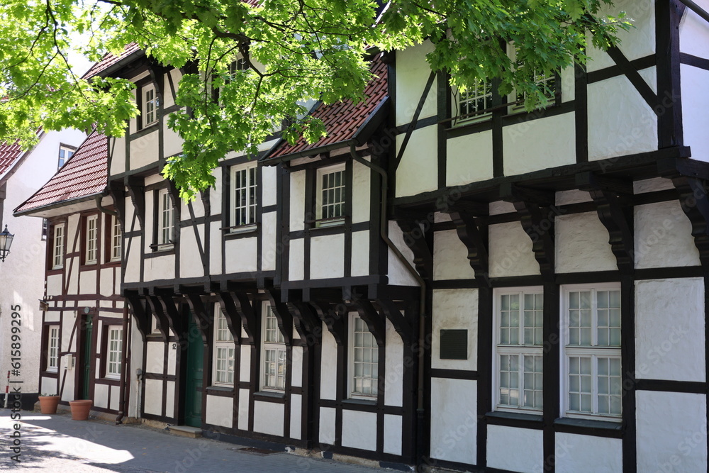 Historische Fachwerkhäuser in der Altstadt von Werne im Münsterland ...