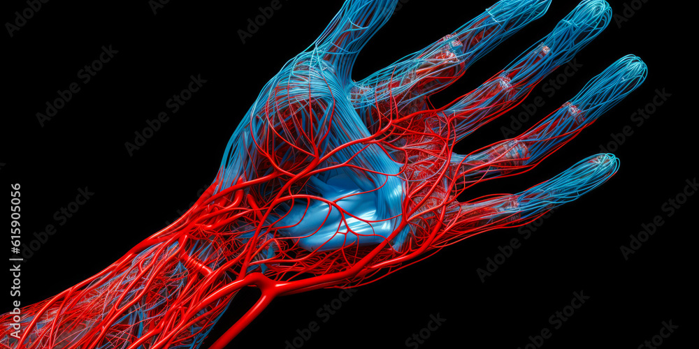 Captivating 3D close-up of human cardiovascular system with vivid red ...