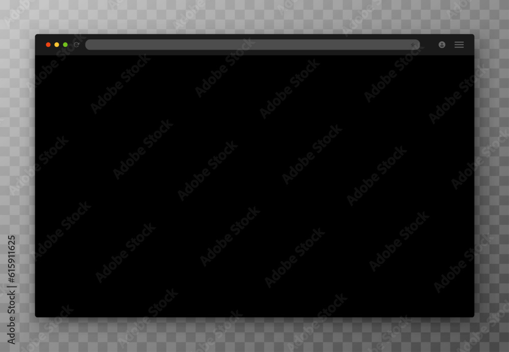 The design of the web browser window in black on a transparent ...