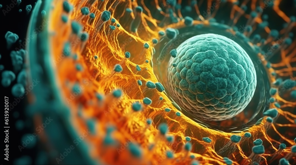 Cell nucleus showing intracellular core. Molecular structure or ...
