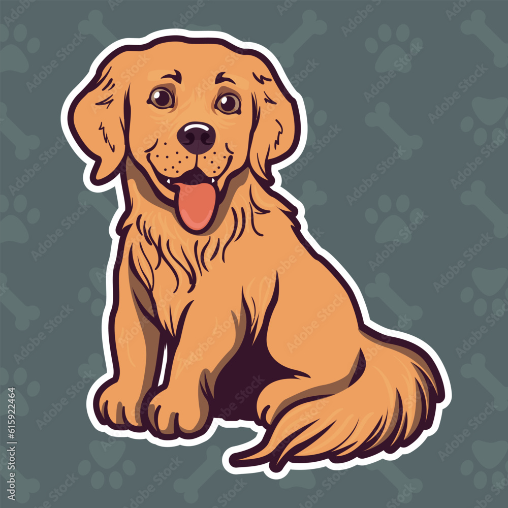 stickers de perro golden retriever vectorial de pura raza, ilustración ...