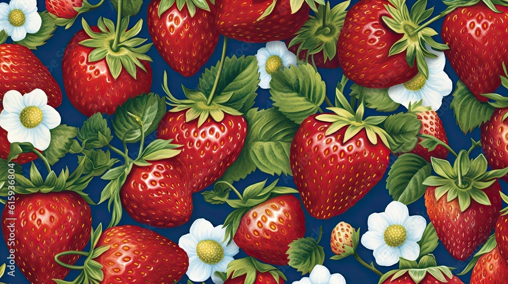 Generative ai illustration of a strawberry. Strawberry pattern for ...