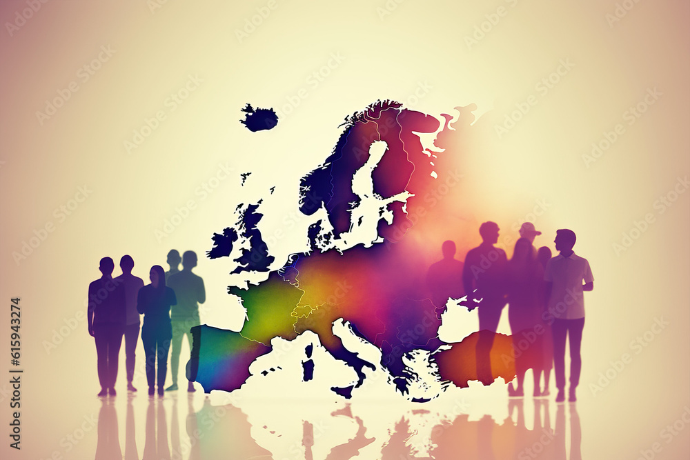map of europe showing how multicultural europe is ai generated Stock ...