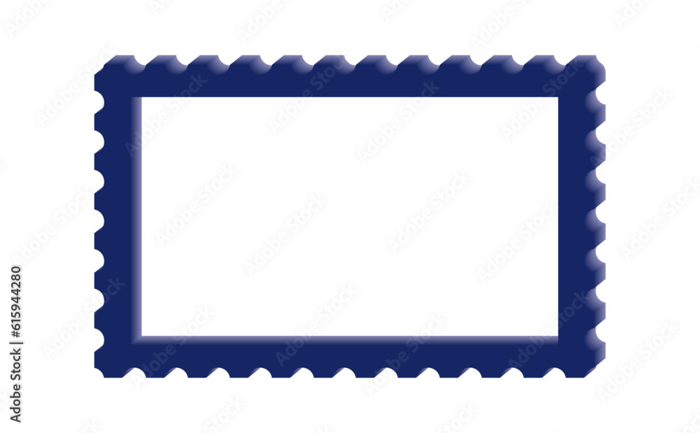 3d blue empty stamp, retro photo frame vector illustration. Vintage ...