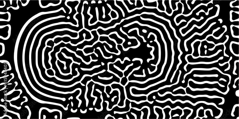 Abstract black and white organic pattern created using a computer generative algorithm called ...