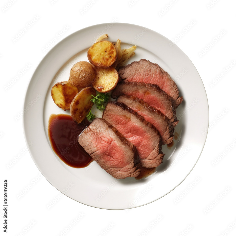 Delicious Plate of Roast Beef Isolated on a Transparent Background ...