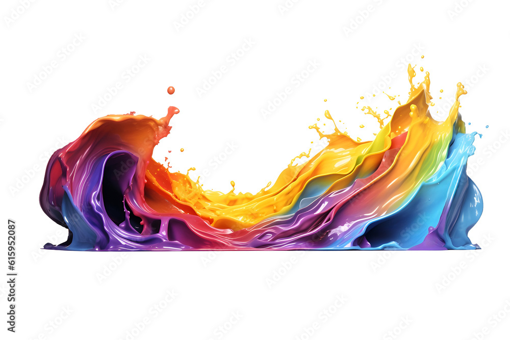 Colorful paint splash. Rainbow splash wave. Isolated design element on ...