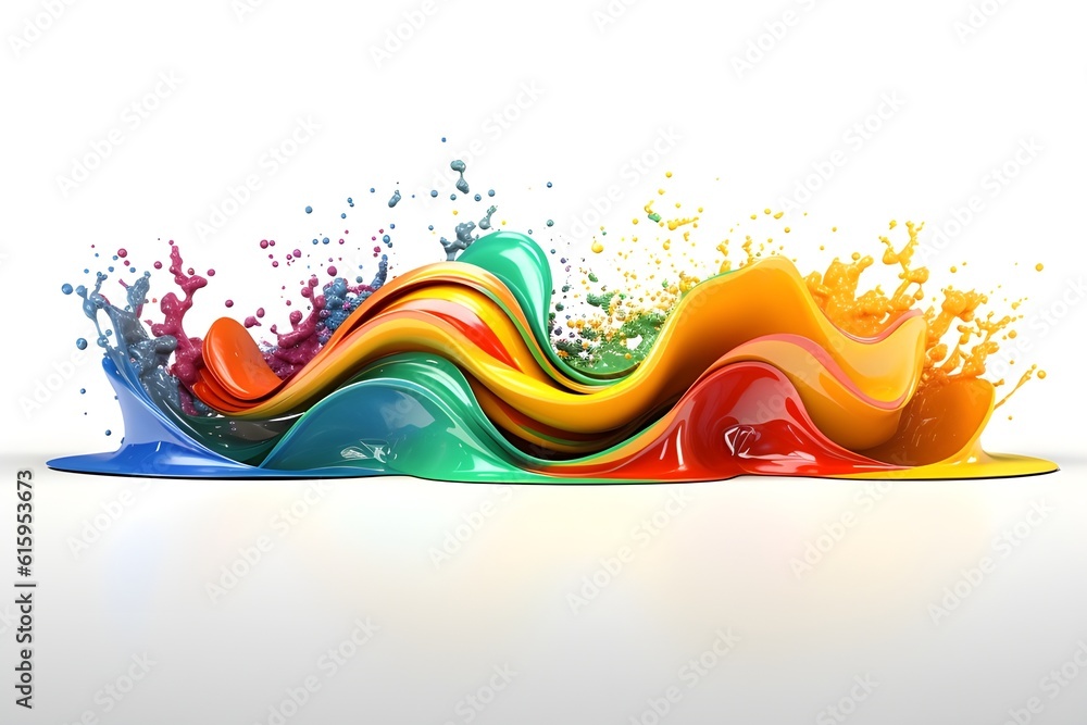 Colorful paint splash. Rainbow splash wave design element on the white ...