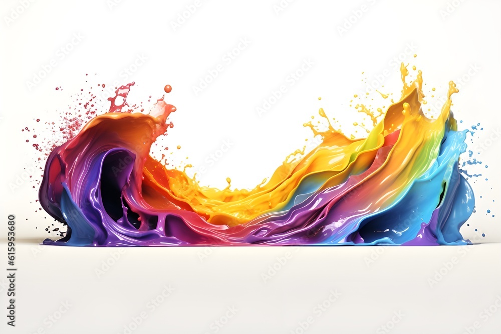 Colorful paint splash. Rainbow splash wave design element on the white ...