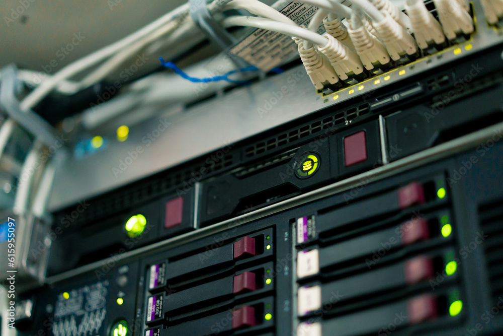 a bunch of patch network cables sorted in a rack cabinet leading from a ... a bunch of patch network cables sorted in a rack cabinet leading from a ...