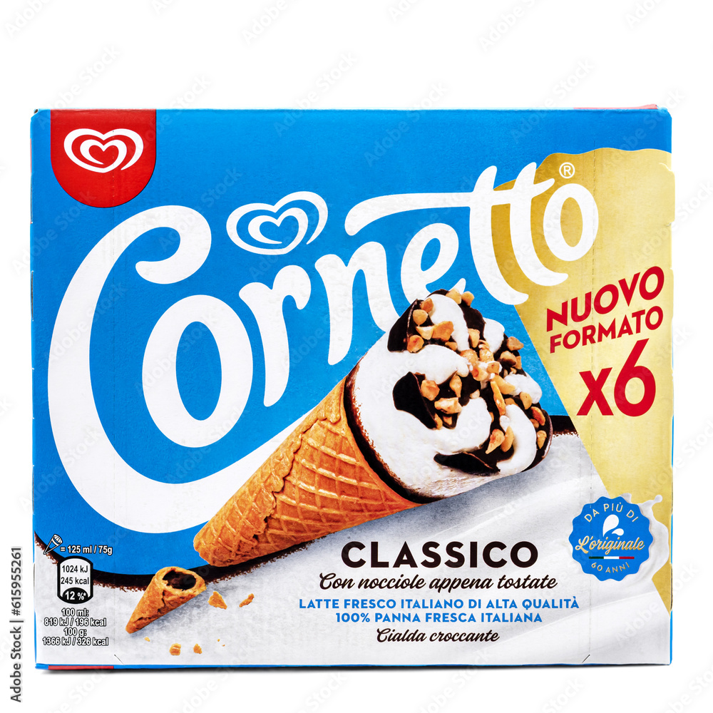 Algida Cornetto Classico,pack of six ice creams,product isolated on ...