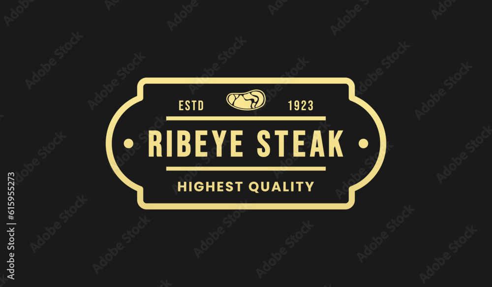 Ribeye steak logo or Rib eye steak label vector isolated in flat style ...