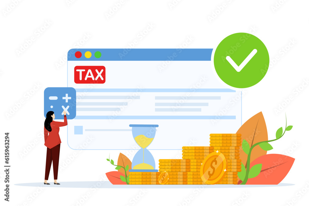 Concept of tax returns, optimization, duties, financial accounting ...