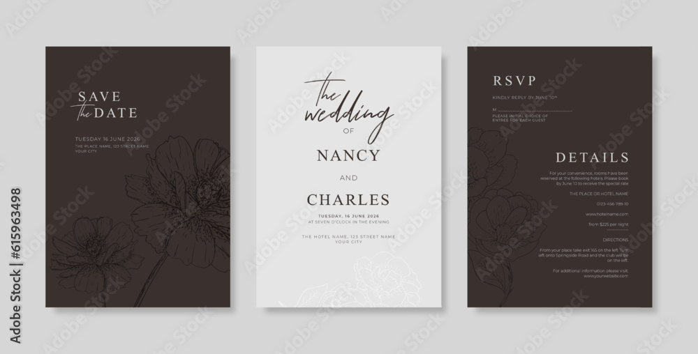 Simple and minimalist wedding card template. trendy modern wedding ...