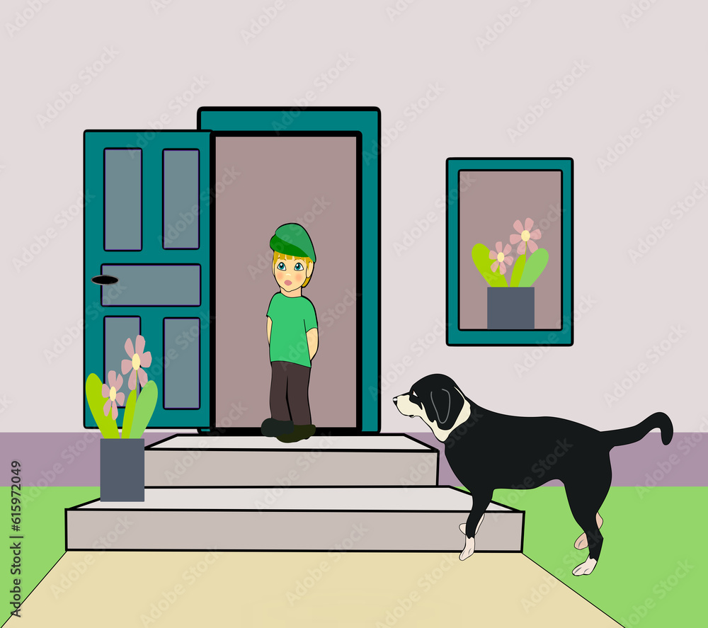 cartoon, cute, home, house, illustration, people, person, pretty ...