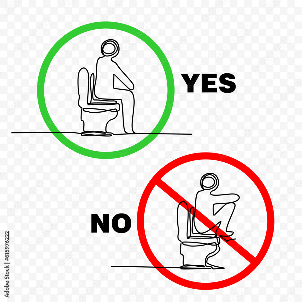 no, and permit toilet signs, single line drawing Stock Vector | Adobe Stock
