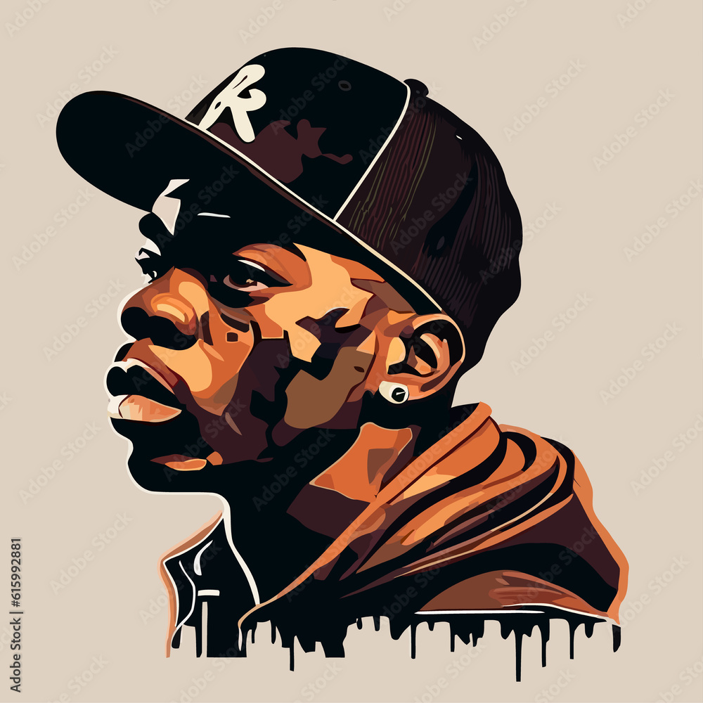 Ilustracion de rapero , ilustracion de rapero con gorra Stock-Illustration | Adobe Stock