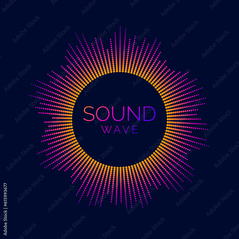 Circle sound wave visualization bar. Dotted music player equalizer ...