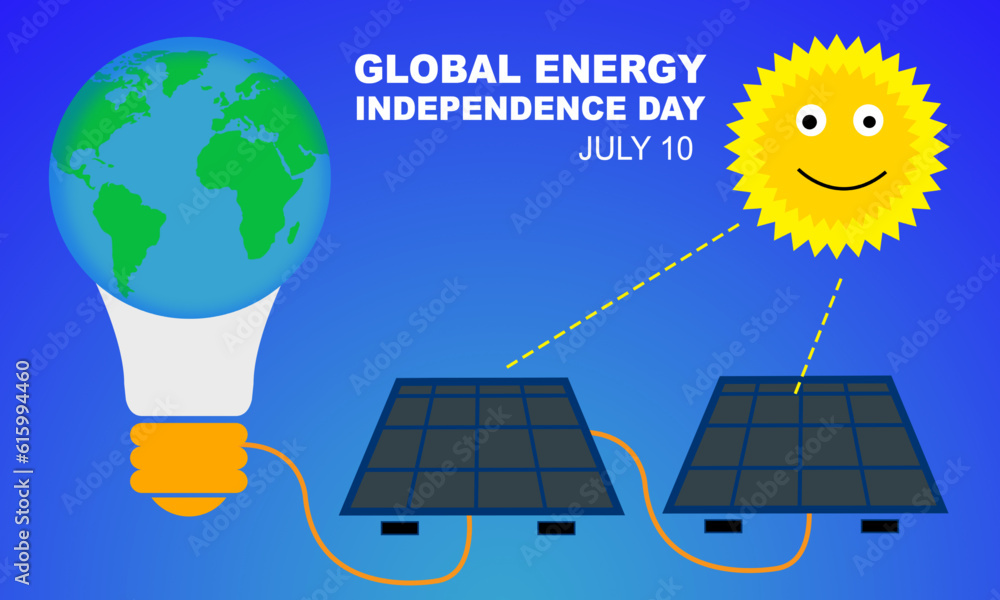 illustration of two solar panels and sun illustration and light bulb in ...
