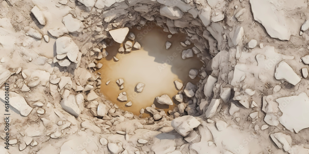 ภาพประกอบสต็อก Sinkhole hole in limestone background, geology theme, AI ...