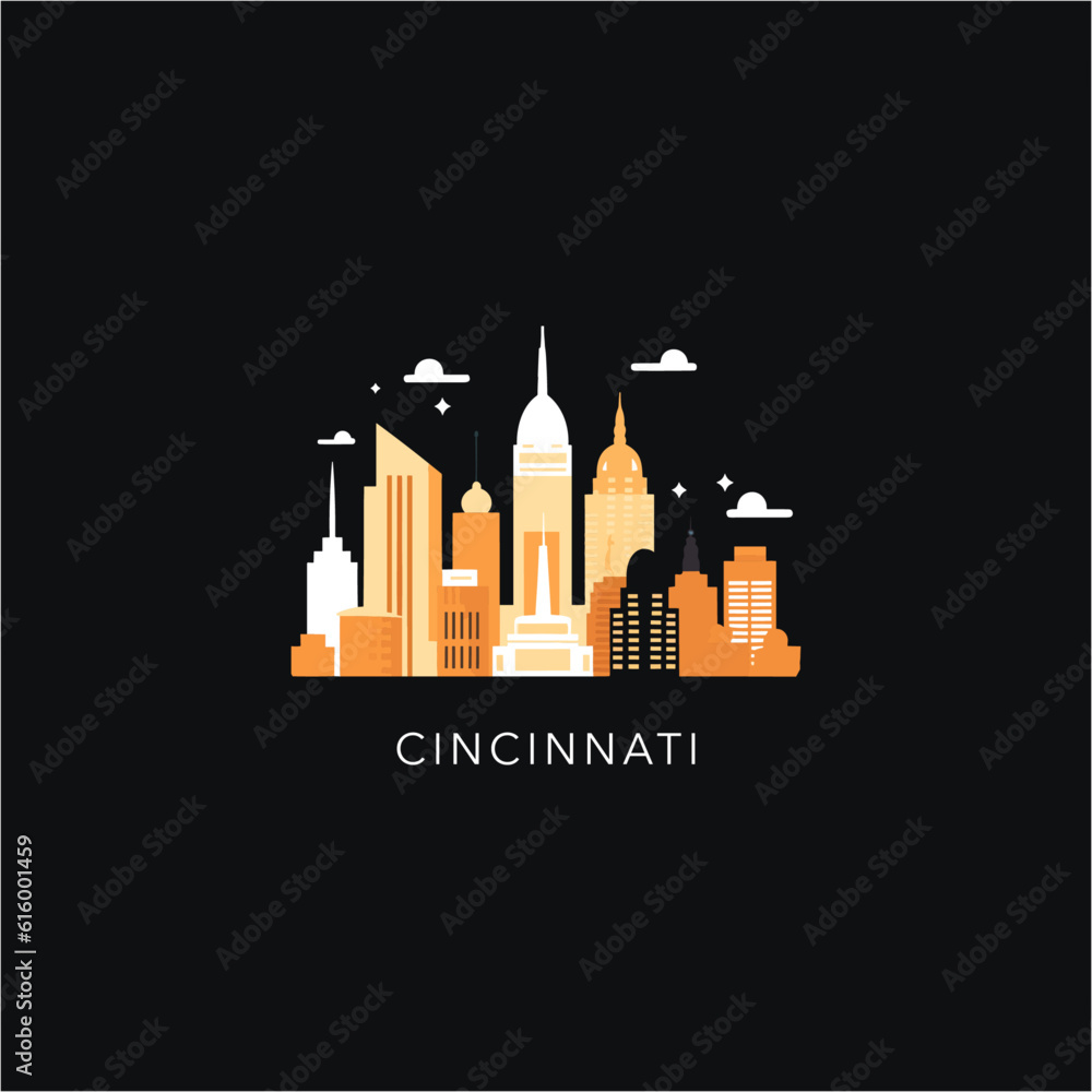 USA United States of America Cincinnati city logo with abstract shapes ...