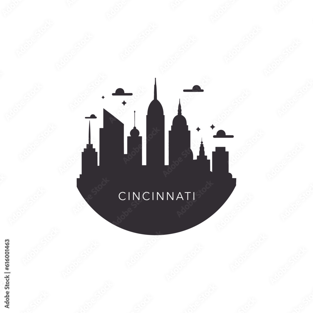 USA United States of America Cincinnati city logo with abstract shapes ...