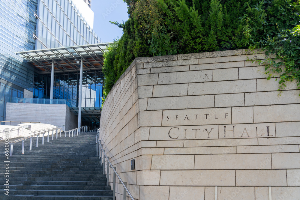 Exterior view of Seattle City Hall in Seattle, Washington, USA - June ...