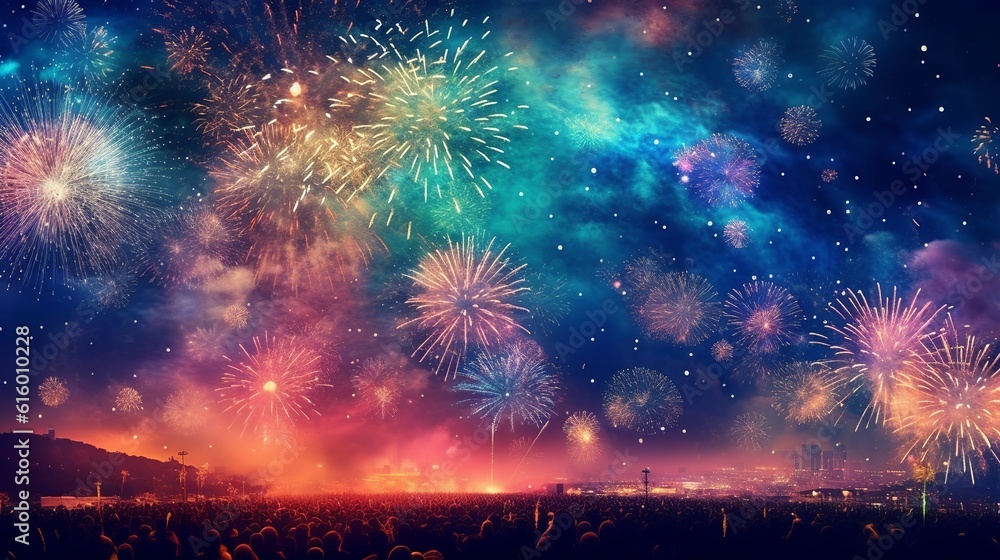 Happy new year 2024, fireworks background, Generative Ai Stock ...