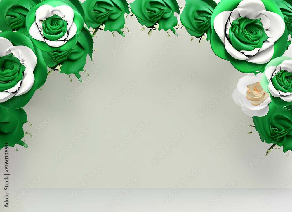 Pakistan flag background with flowers Stock Illustration | Adobe Stock