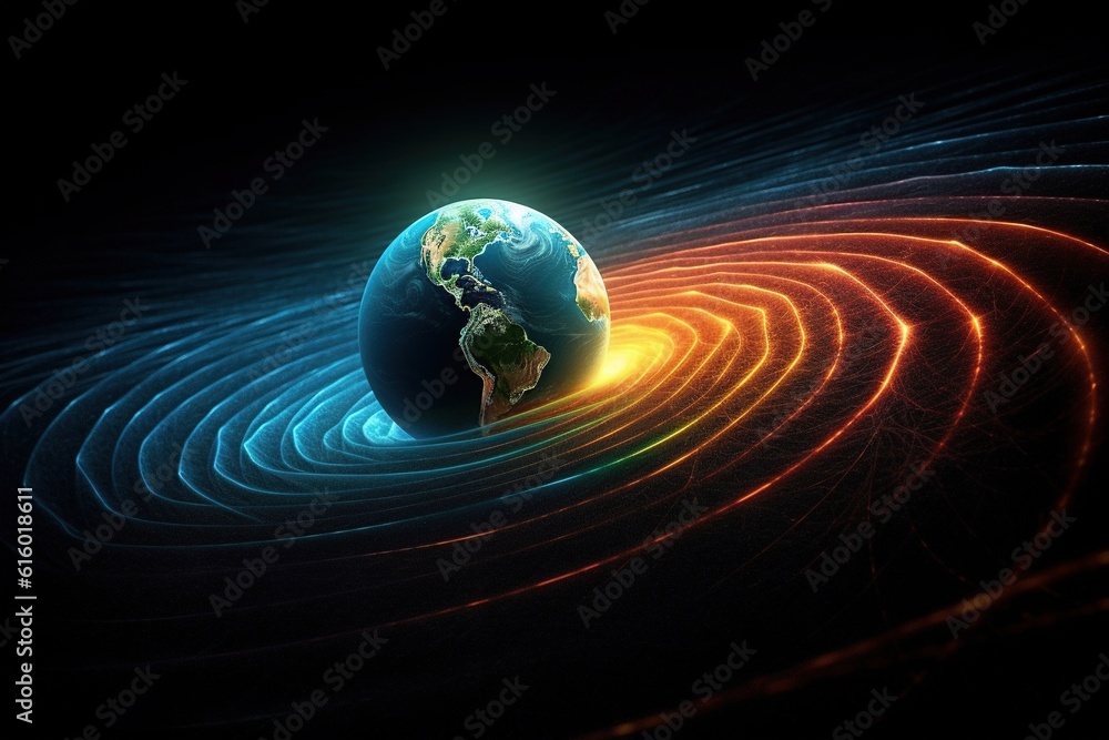 Gravity planet earth, gravitational waves concept. Physical and ...