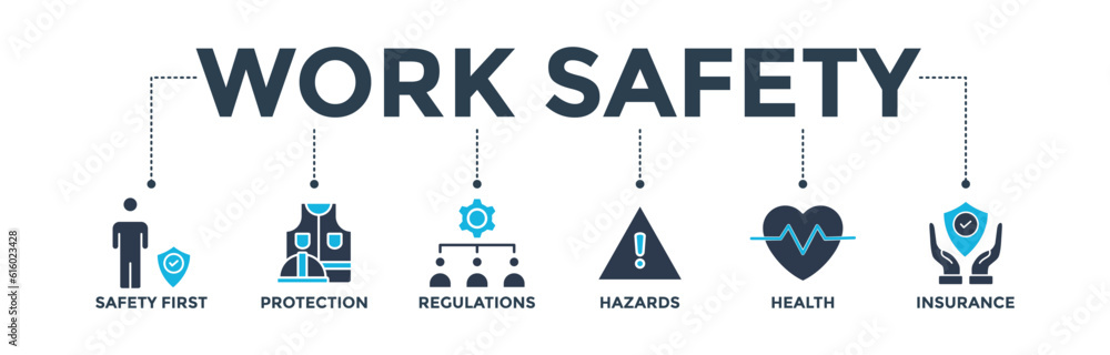 Work safety banner web icon vector illustration for occupational safety ...