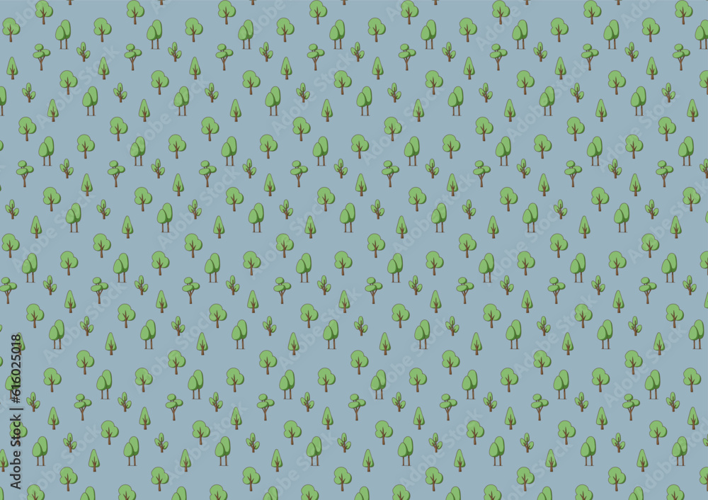 Hand drawn green tree plant cartoon natural background Stock Vector ...