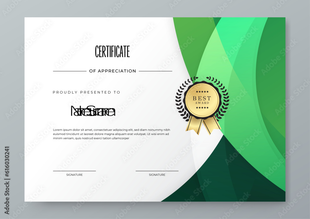 Green certificate of appreciation design template Stock Vector | Adobe ...