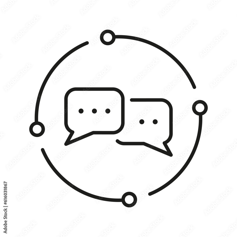 Speech Bubble in Circle Line Icon. Chat Balloon Linear Pictogram ...