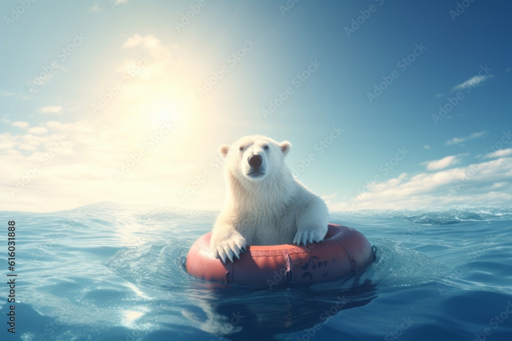 polar bear in the sea, Guardian of the Arctic: A Captivating CG Art ...