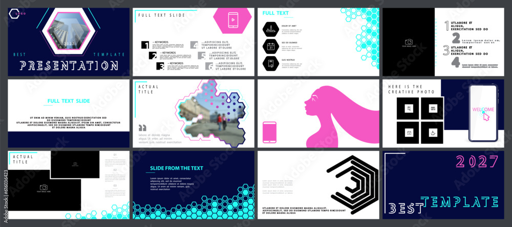 Starting a business project presentation template. Design red elements ...