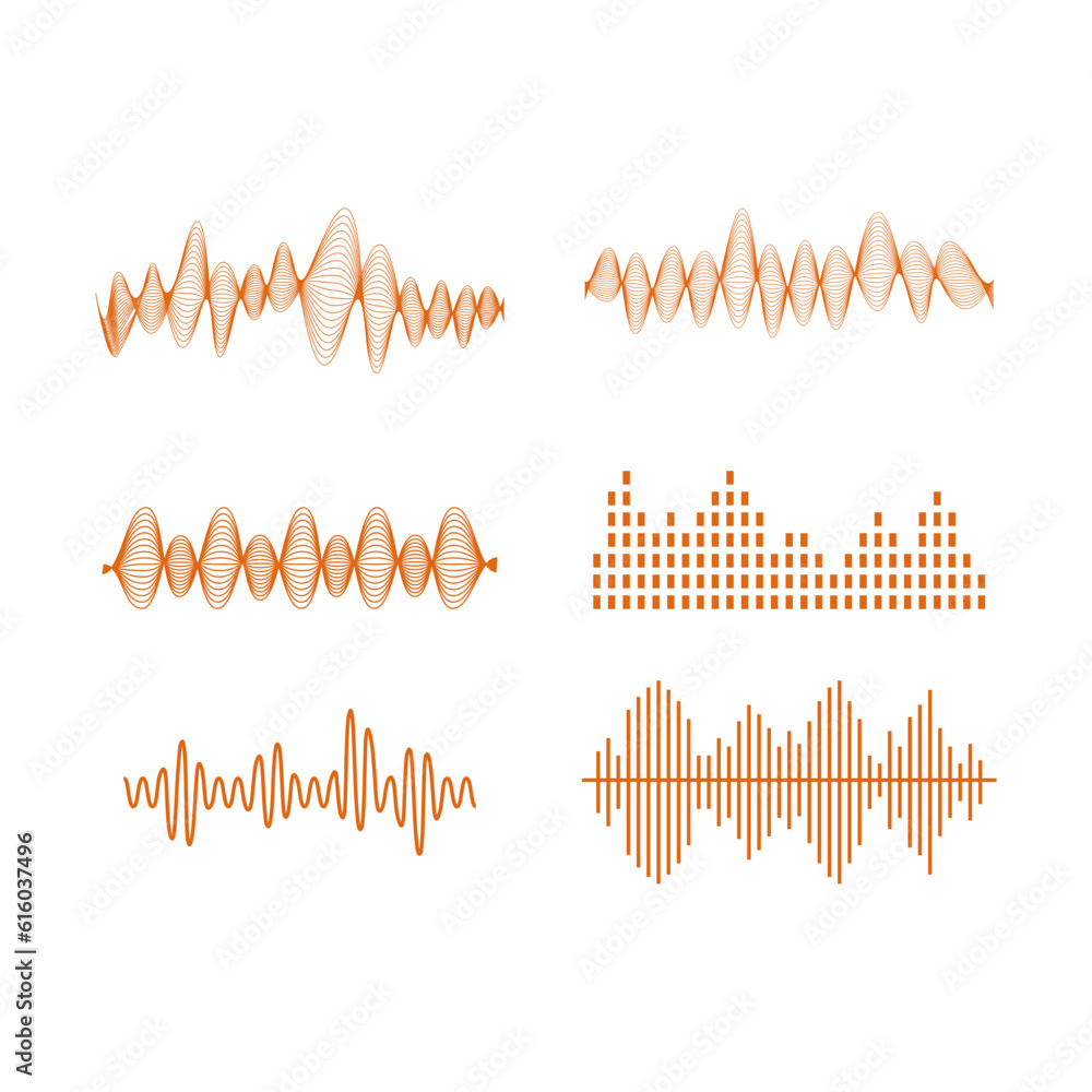 Collection Of Music Sound Waves For Design Elements Templates Stock ...