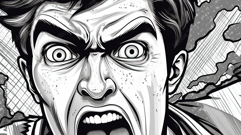 Angry man in pop art style . Fantasy concept , Illustration painting ...