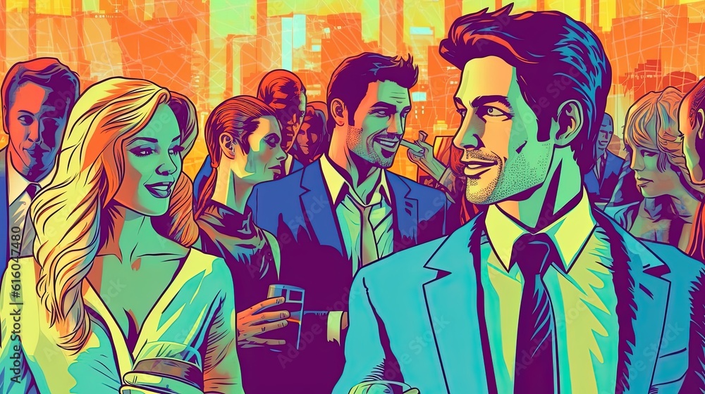 Business networking event . Fantasy concept , Illustration painting ...