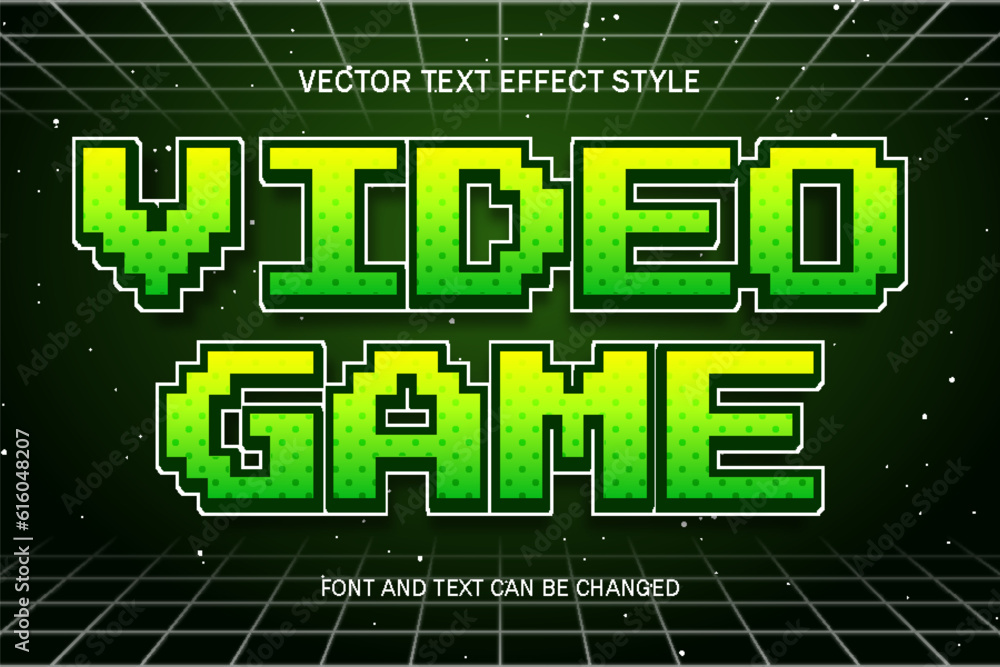 video game pixel art editable text effect font retro vintage style ...