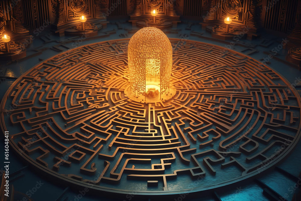 Concept idea of brain maze inspiration success thinking and creativity ...