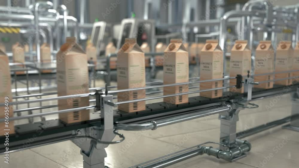 Automatic conveyor line system used at the food production facility ...