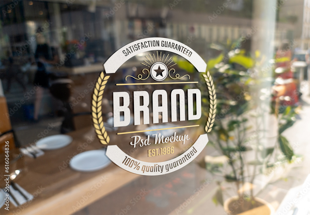 Window Signage Logo or Text Effect Mockup Stock Template | Adobe Stock