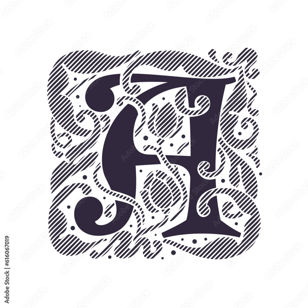 Grafika wektorowa Stock: Medieval capital letter A logo in floral ...