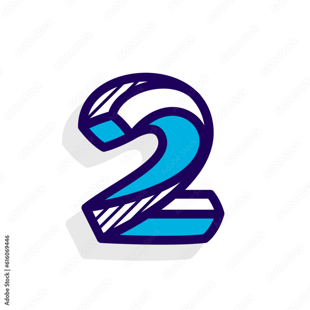 2 logo. Isometric number two. Vector impossible lines handwritten ...