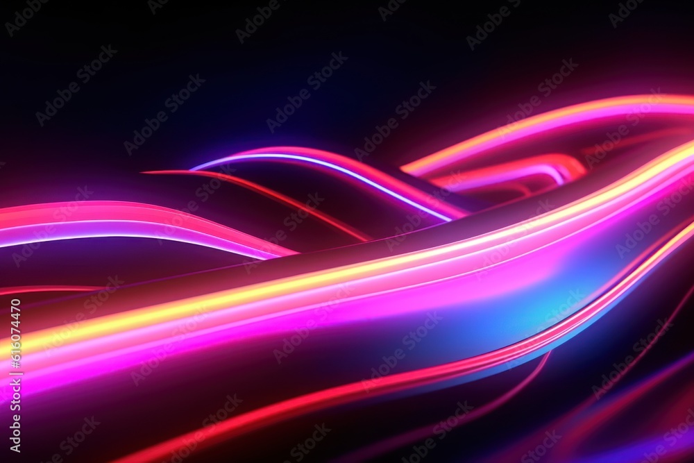 Abstract digital background with smooth neon lights, cyberpunk style ...