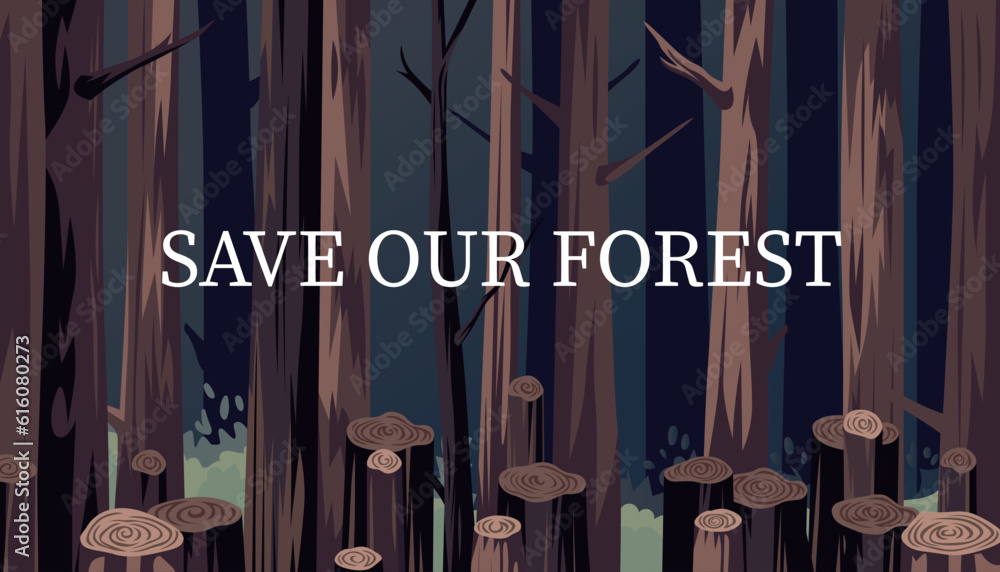Vetor de save the forest banner poster design. illustration of a ...