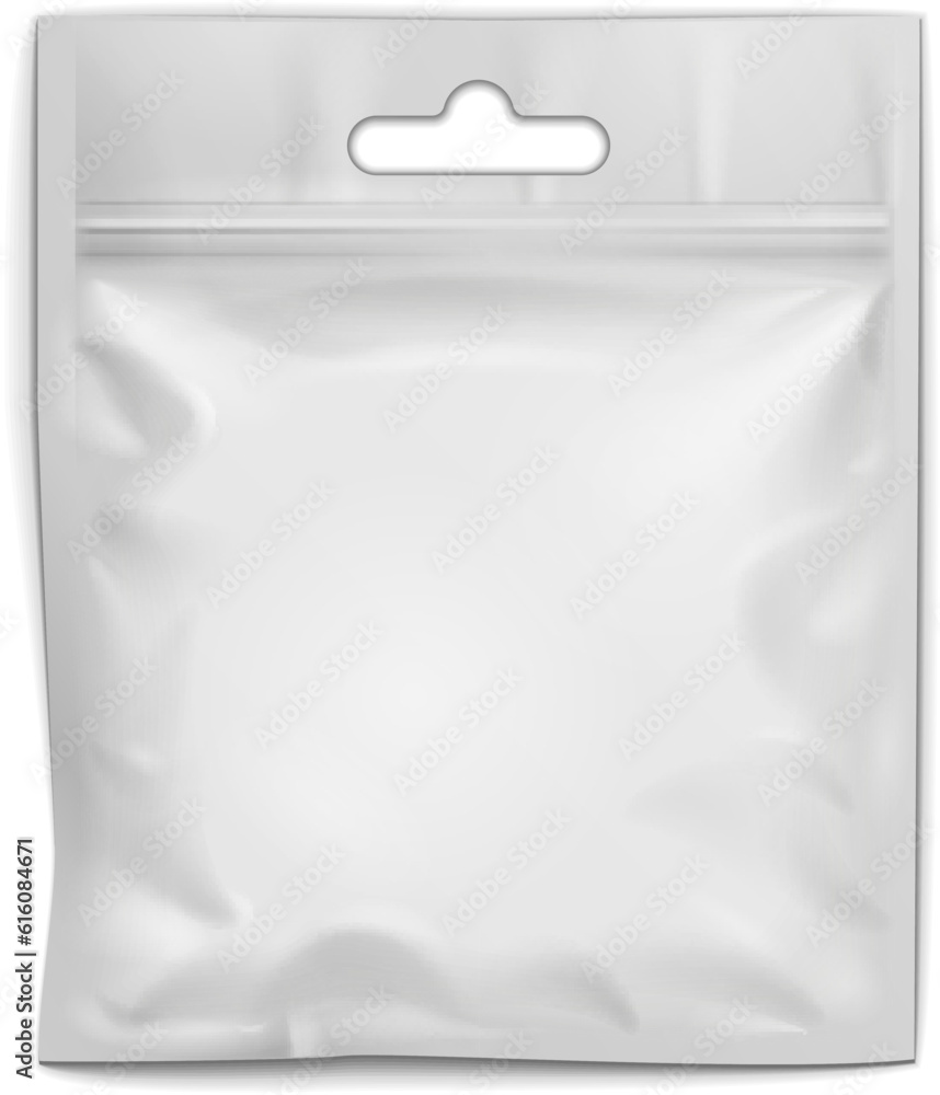 Mockup Blank Plastic Pocket Bag. Transparent. With Hang Slot ...